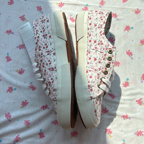 Superga | Shoes | Superga Red Floral High Top Sneakers Never Worn Size ...
